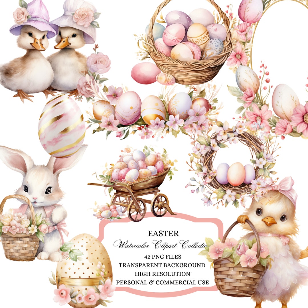 Watercolor Easter Clipart, Easter Clipart, Happy Easter, Easter Eggs ...