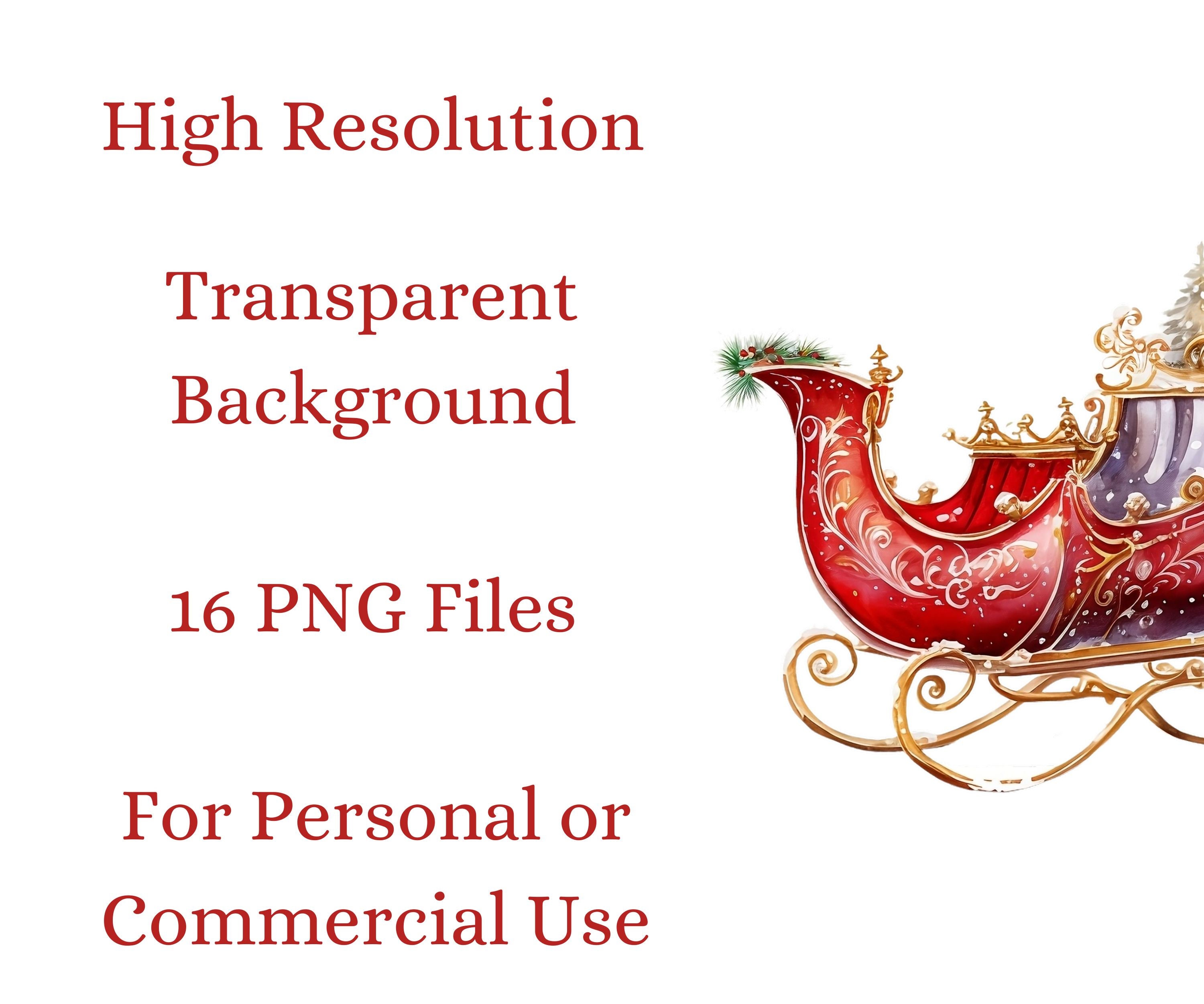 Watercolor Christmas Clipart, Polar Express Clipart, North Pole, Sleigh ...