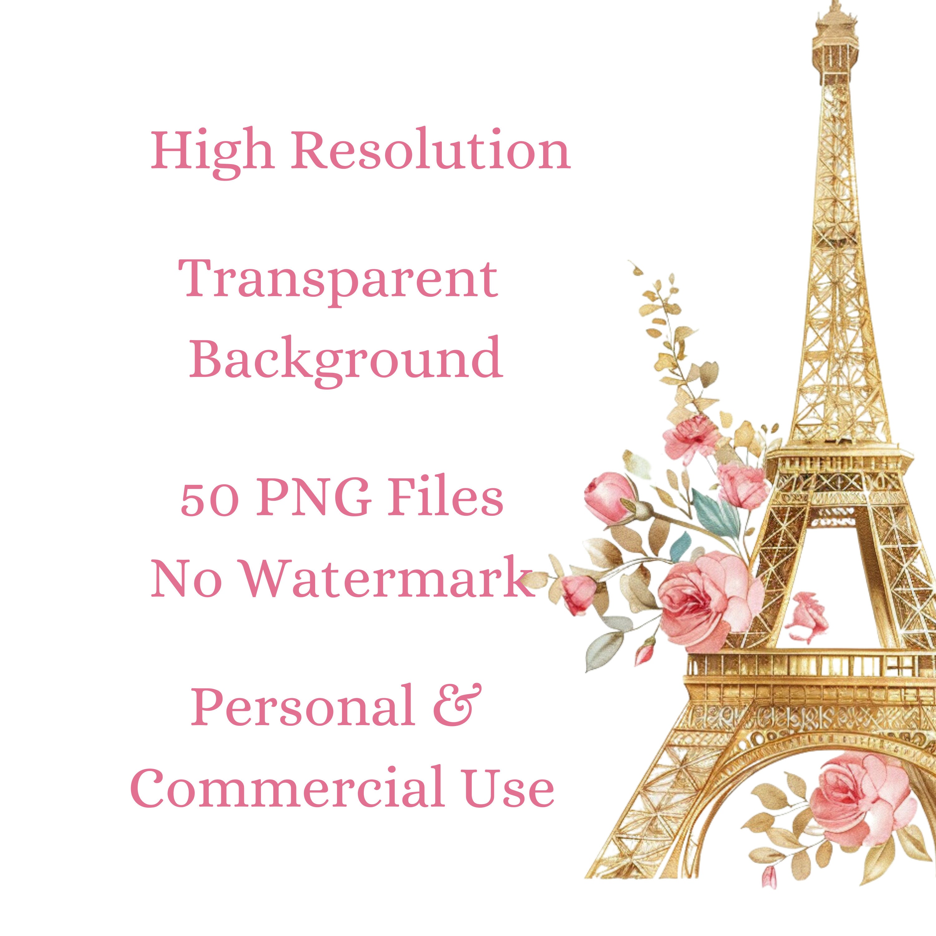 Watercolor Paris Clipart, Romantic Paris, Pink and Blush Clipart, Wall ...
