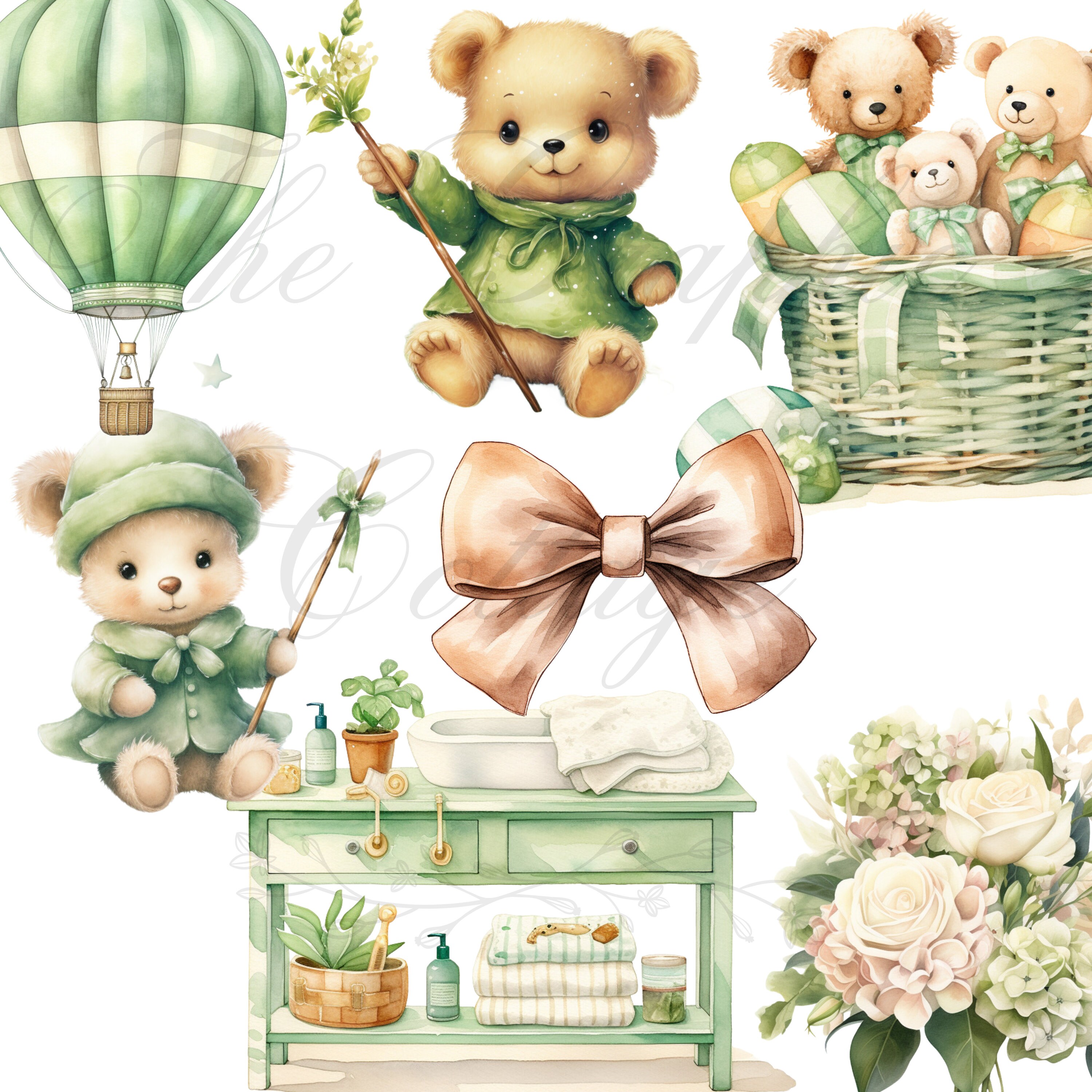 Watercolor Newborn Baby Clipart, Nursery Clipart, Baby Decor Clip Art ...