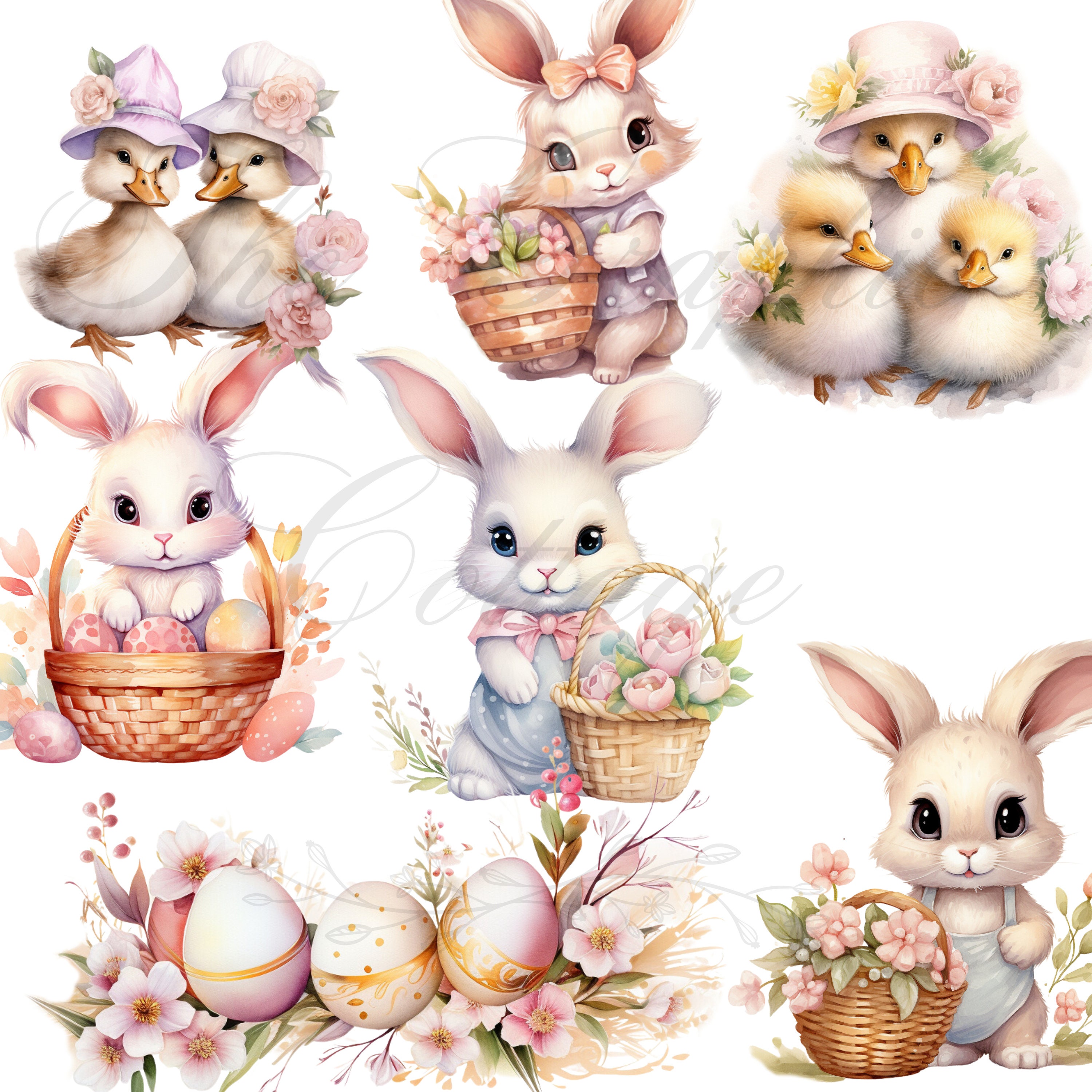 Watercolor Easter Clipart, Easter Clipart, Happy Easter, Easter Eggs ...