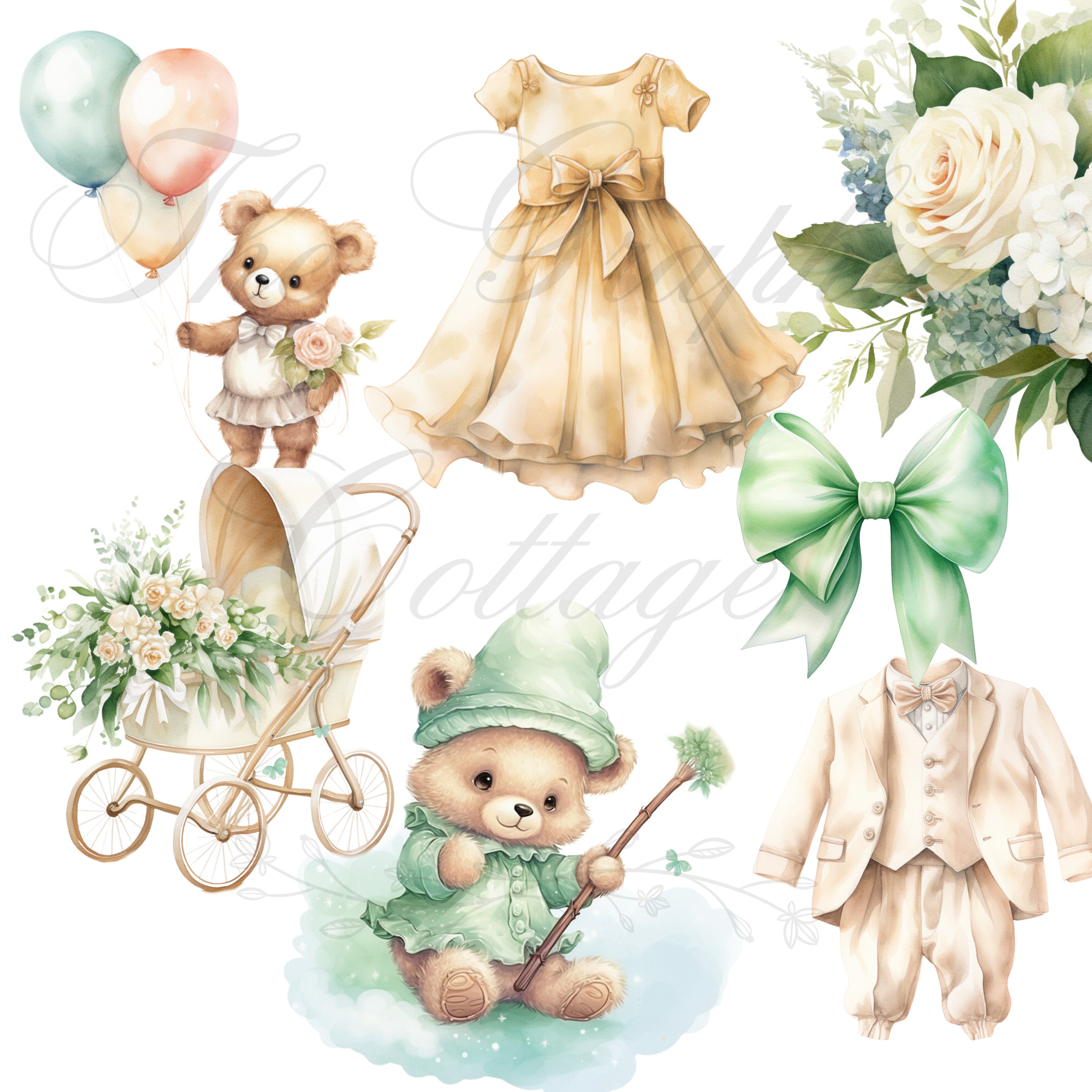 Watercolor Newborn Baby Clipart, Nursery Clipart, Baby Decor Clip Art ...