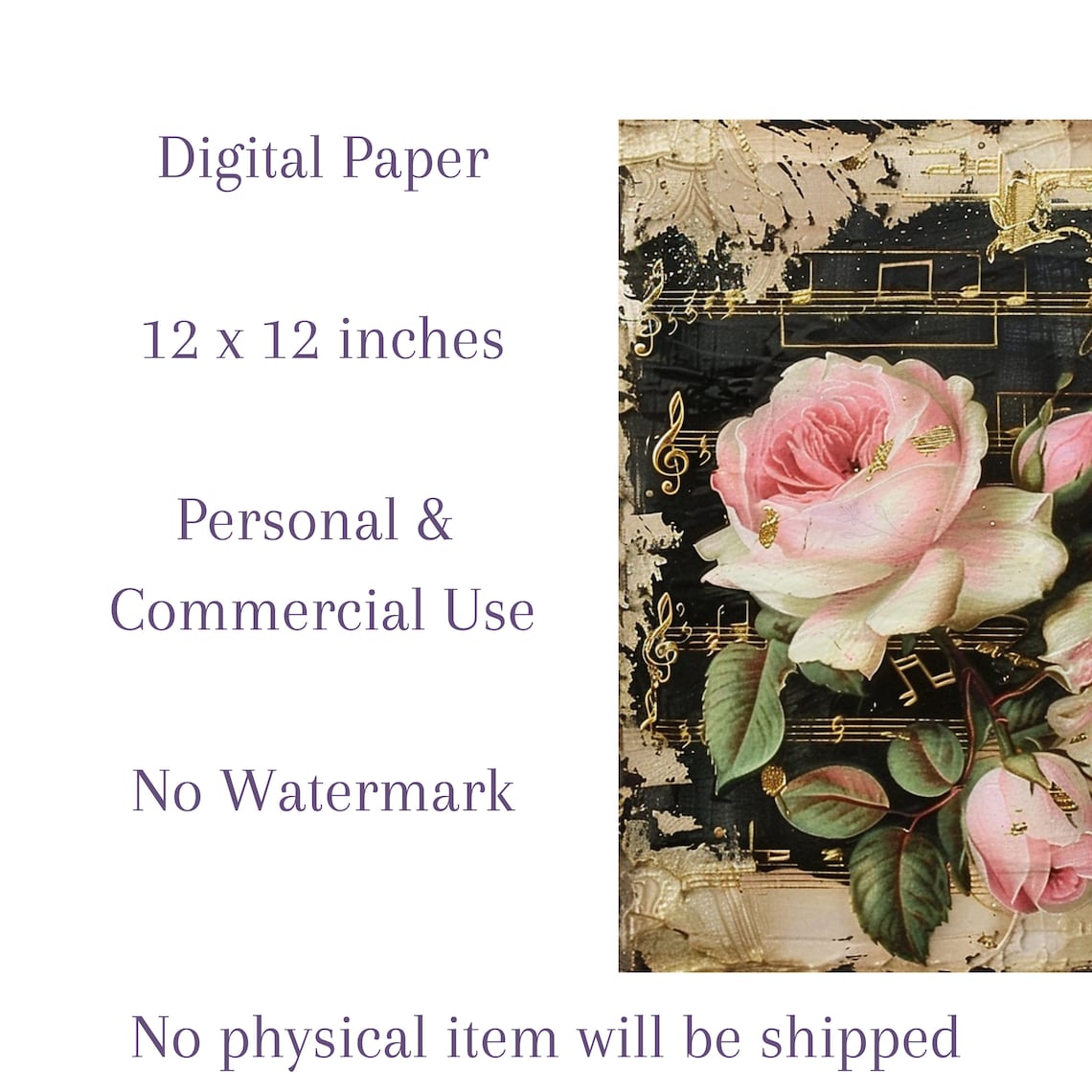 Pink and Black Dazzling Charm Paper With Gold Designs, Shabby Chic ...