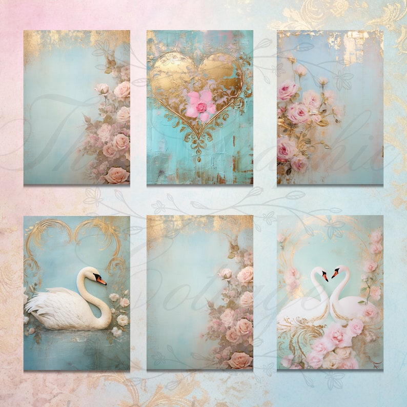 Pink and Blue Scrapbook Papers, Floral Scrapbook Papers, Shabby Chic ...