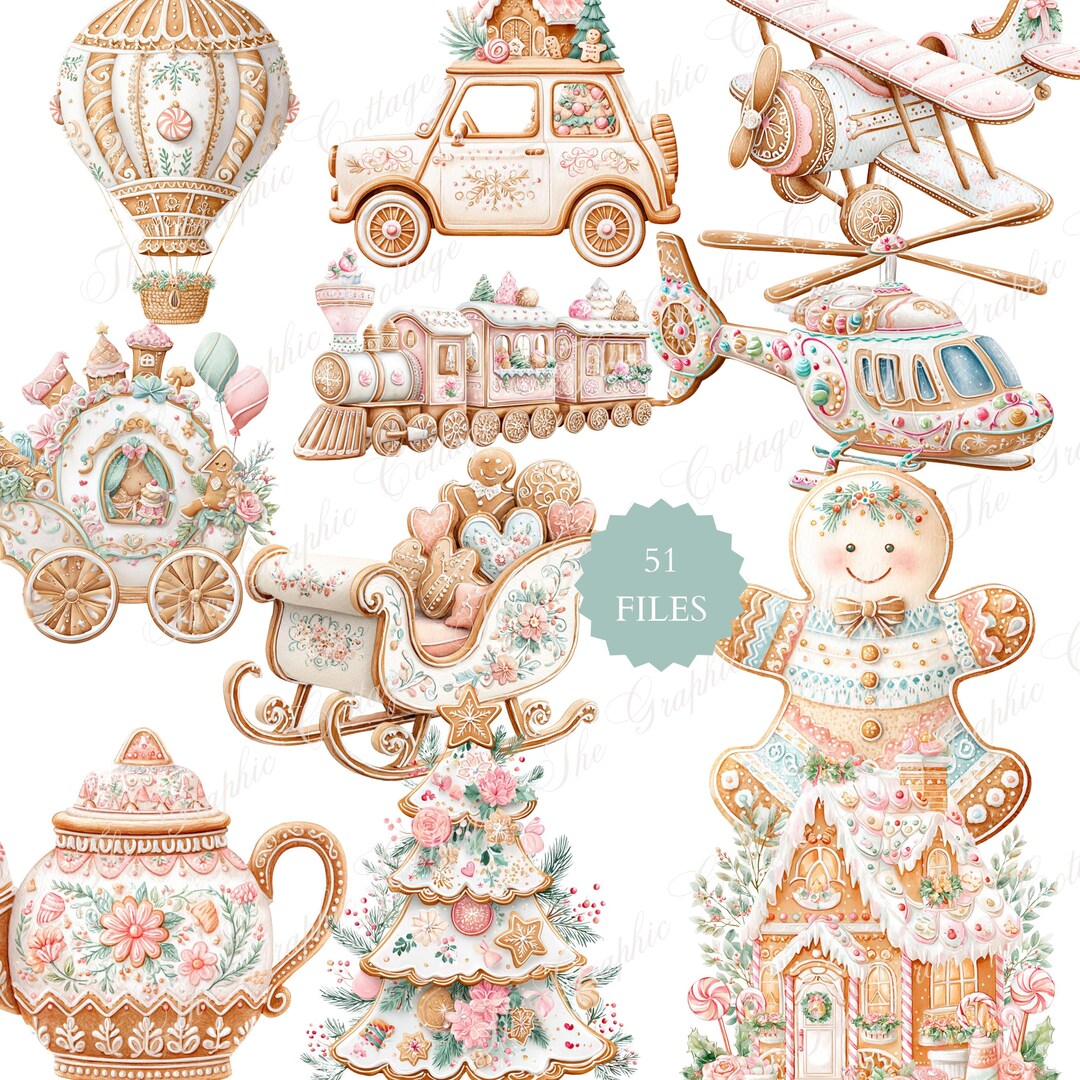 Watercolor Gingerbread Clipart | Christmas PNG Graphics (digital ...