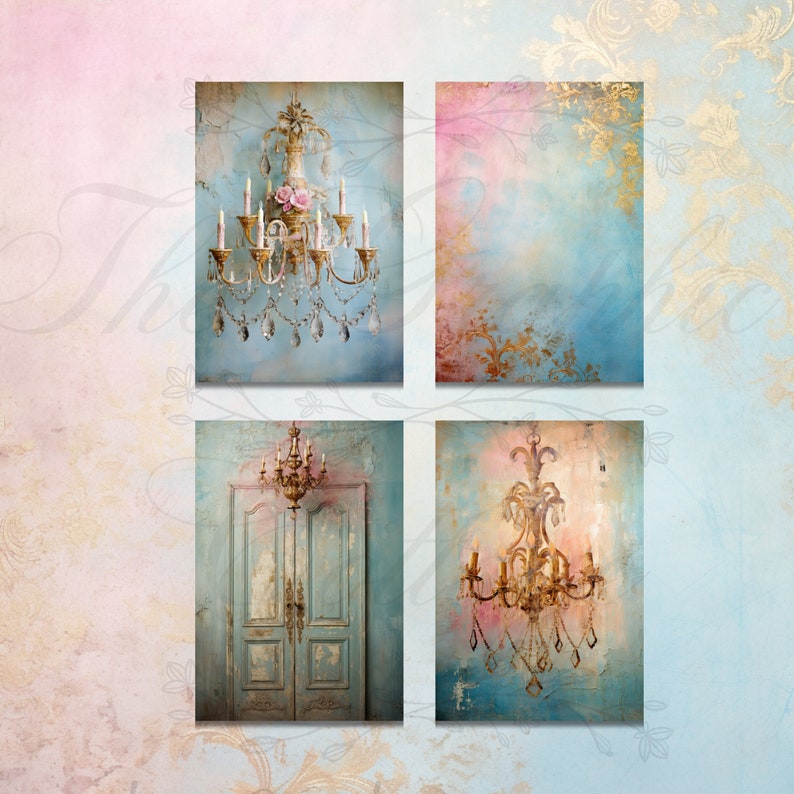 Pink and Blue Scrapbook Papers, Floral Scrapbook Papers, Shabby Chic ...