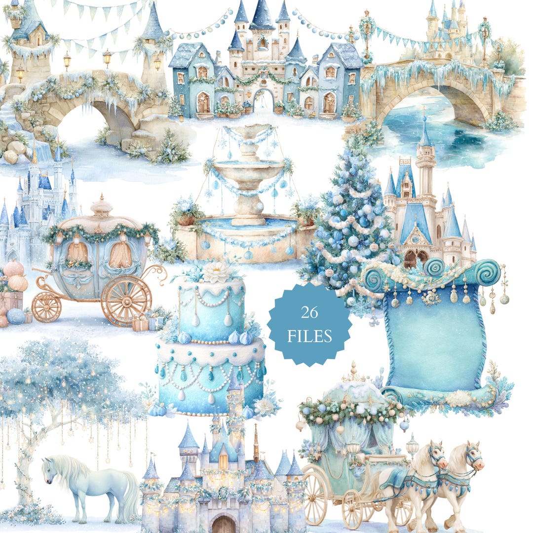 Watercolor Christmas Clipart | Royal Winter Wonderland (PNG Files) - Etsy