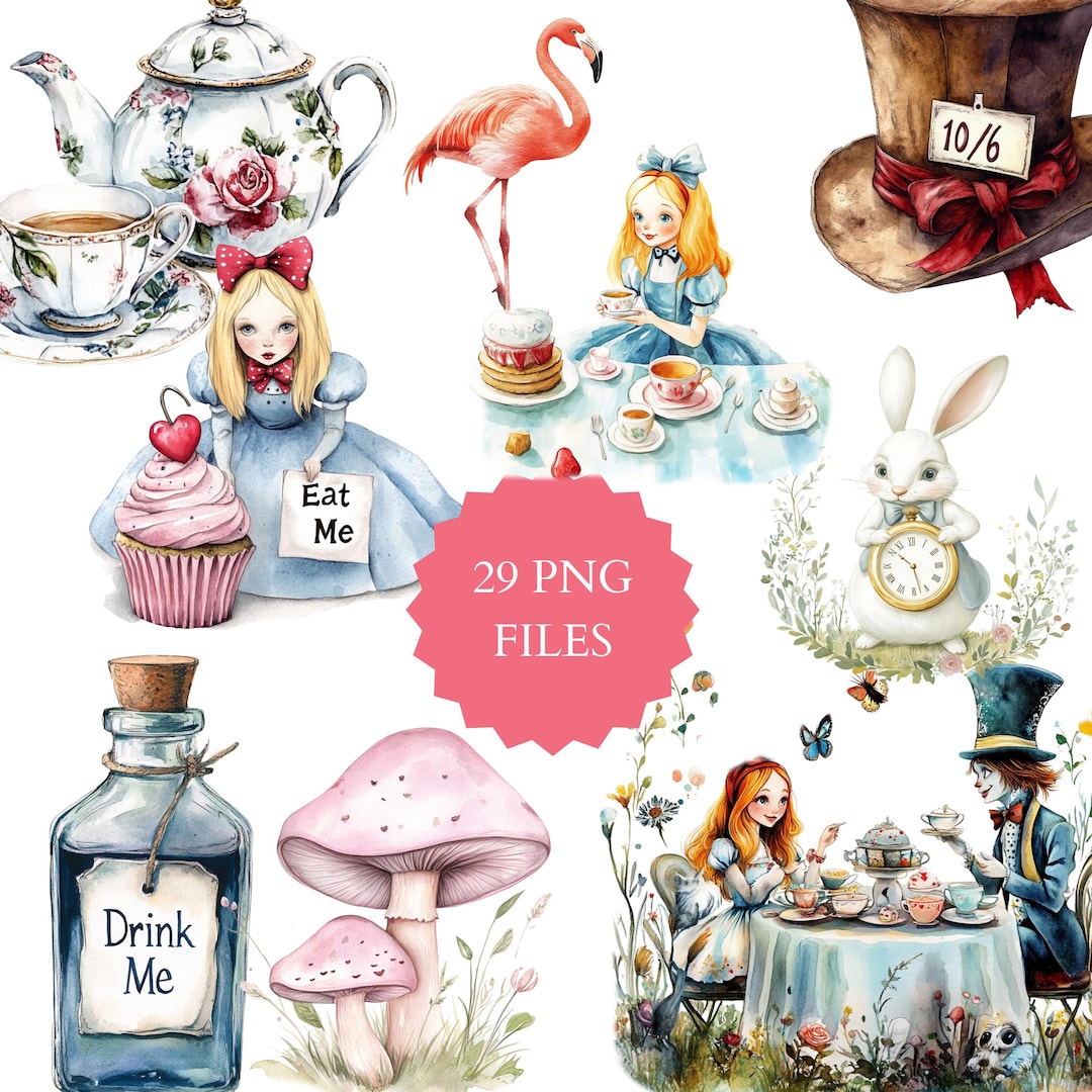 Watercolor Alice in Wonderland Clipart, Alice Clipart, Alice in ...