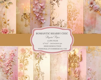 Pink and Purple Enchanted Teatime Paper With Gold Designs, Shabby Chic ...
