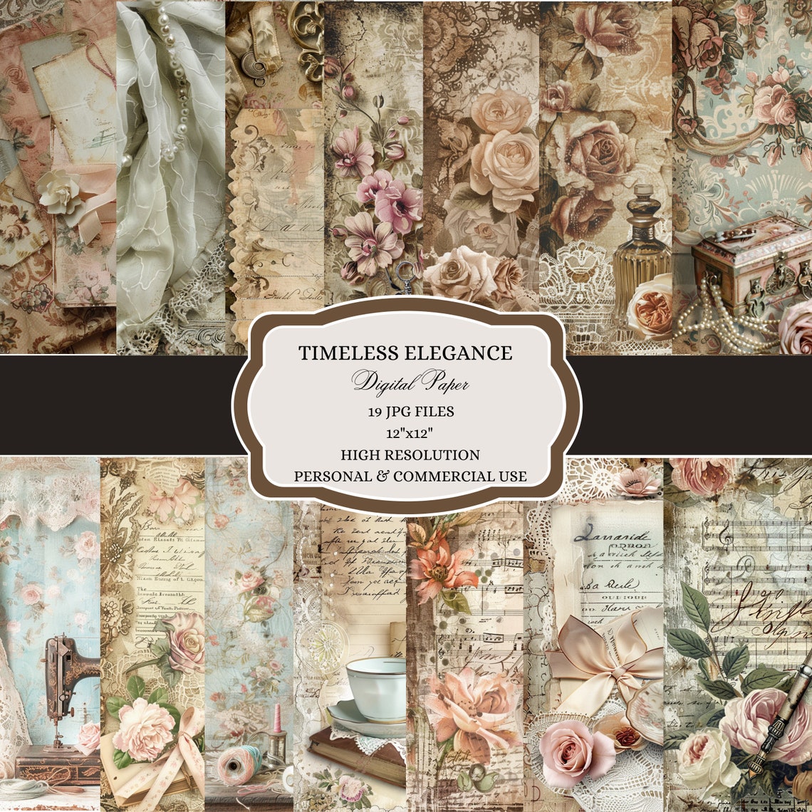 Timeless Elegance Victorian Style Paper, Shabby Chic Paper, Dreamy and ...