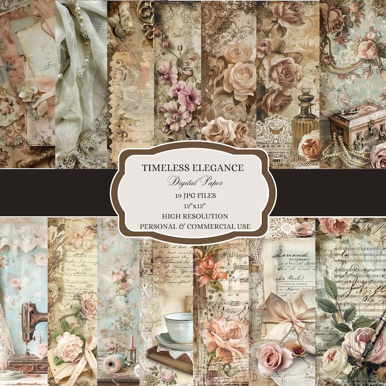 Timeless Elegance Victorian Style Paper, Shabby Chic Paper, Dreamy and ...