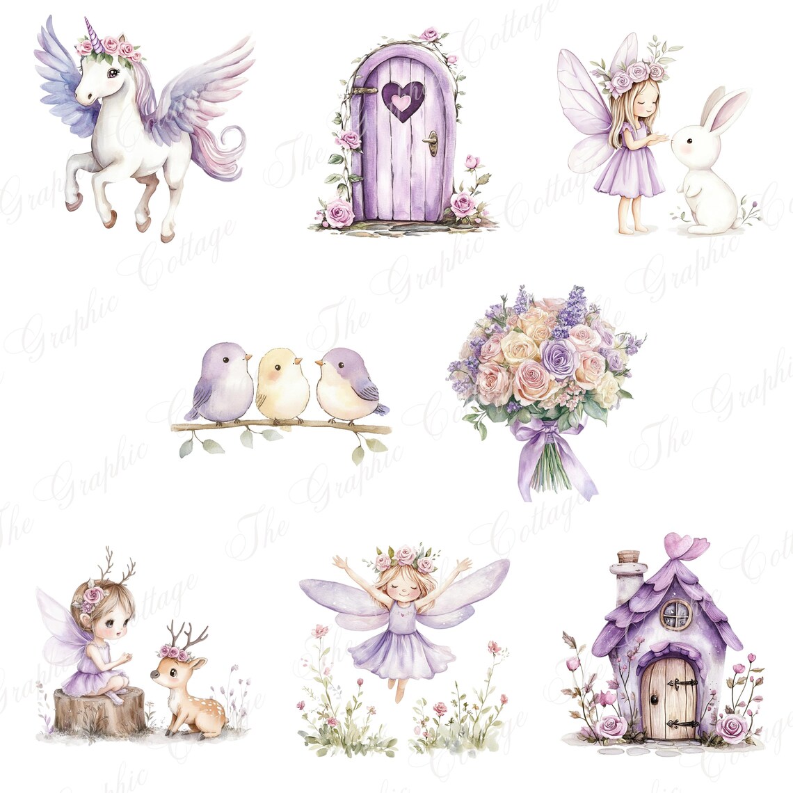 Watercolor Fairy Garden Clipart, Fairy, Cute Fairy Garden Tea Party ...