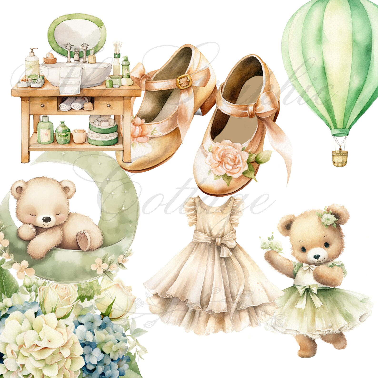 Watercolor Newborn Baby Clipart, Nursery Clipart, Baby Decor Clip Art ...