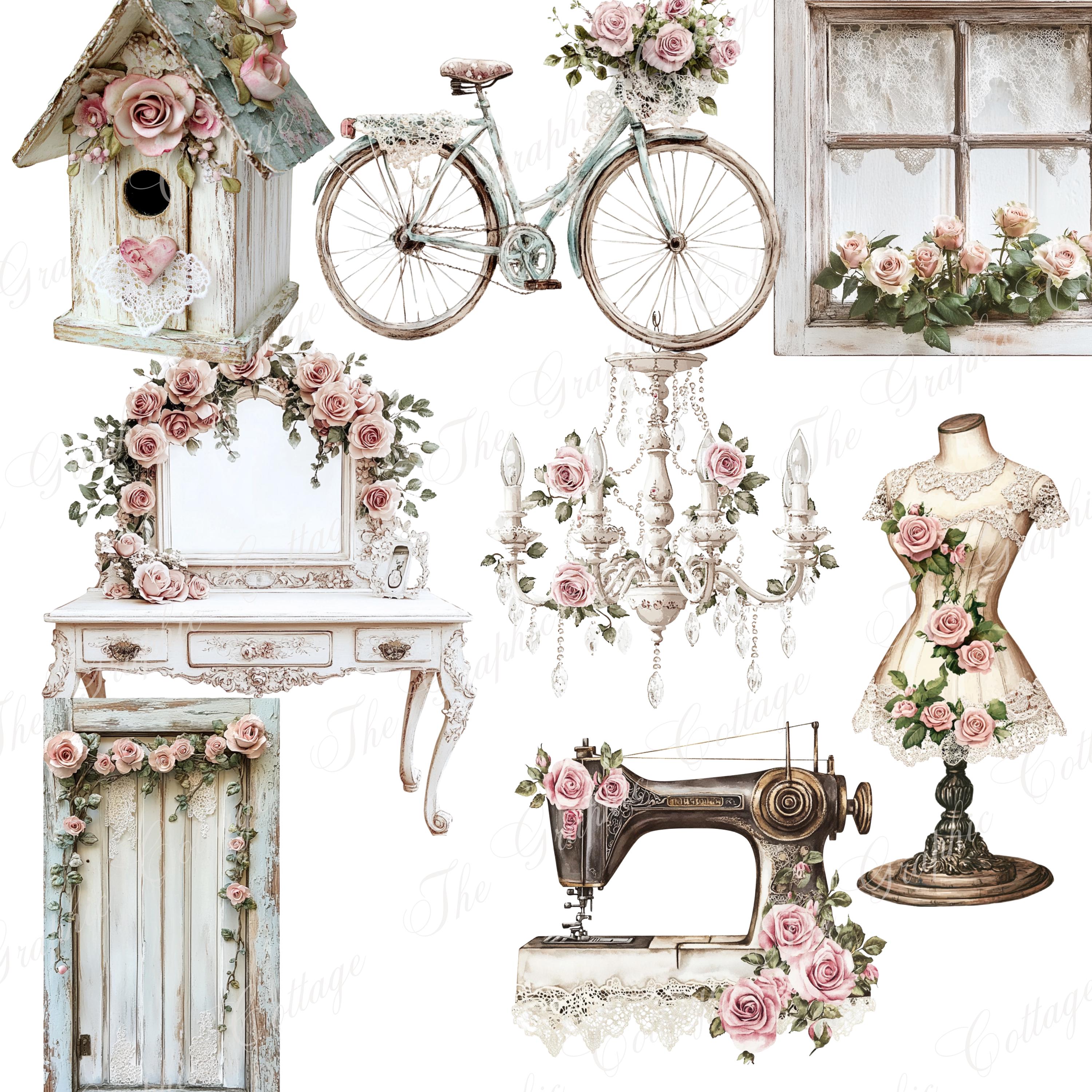 Watercolor Victorian Clip Art, Shabby Chic, Vintage Designs, Victorian ...