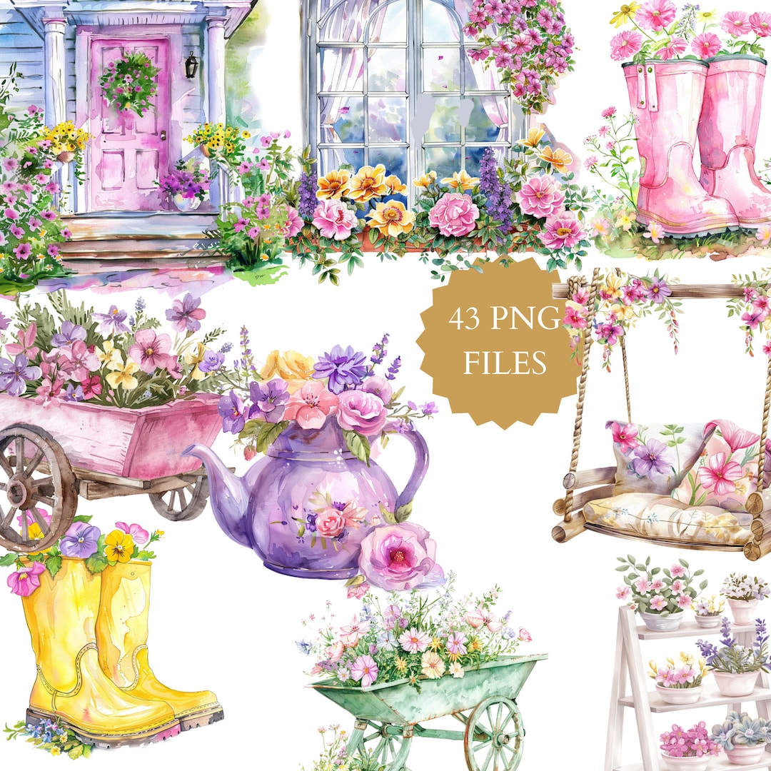 Floral Clipart Spring Collection, Watercolor Flowers (digital Download ...