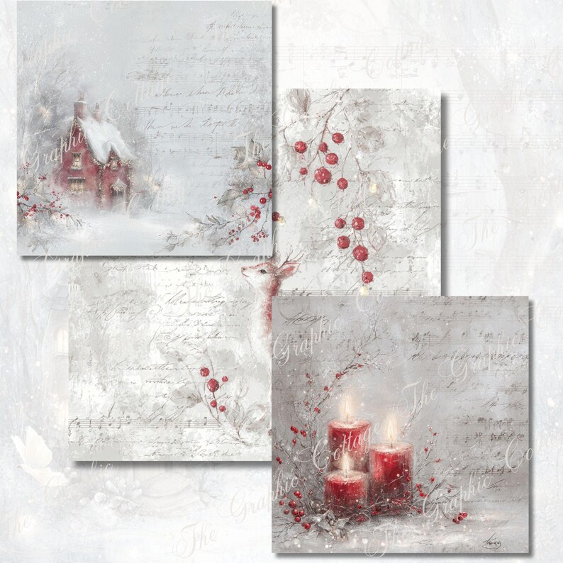 Frosted Christmas Digital Paper Pack: Winter Scrapbook Backgrounds (PDF ...