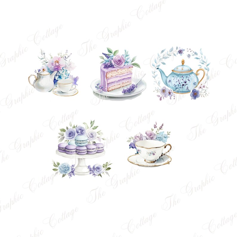 Watercolor Tea Party Clipart, Floral Teapot Collection (PNG Files) - Etsy