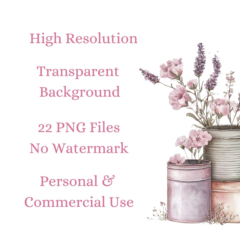 Watercolor Lavender Clipart, Floral Paper Stacks (22 PNG Files) - Etsy