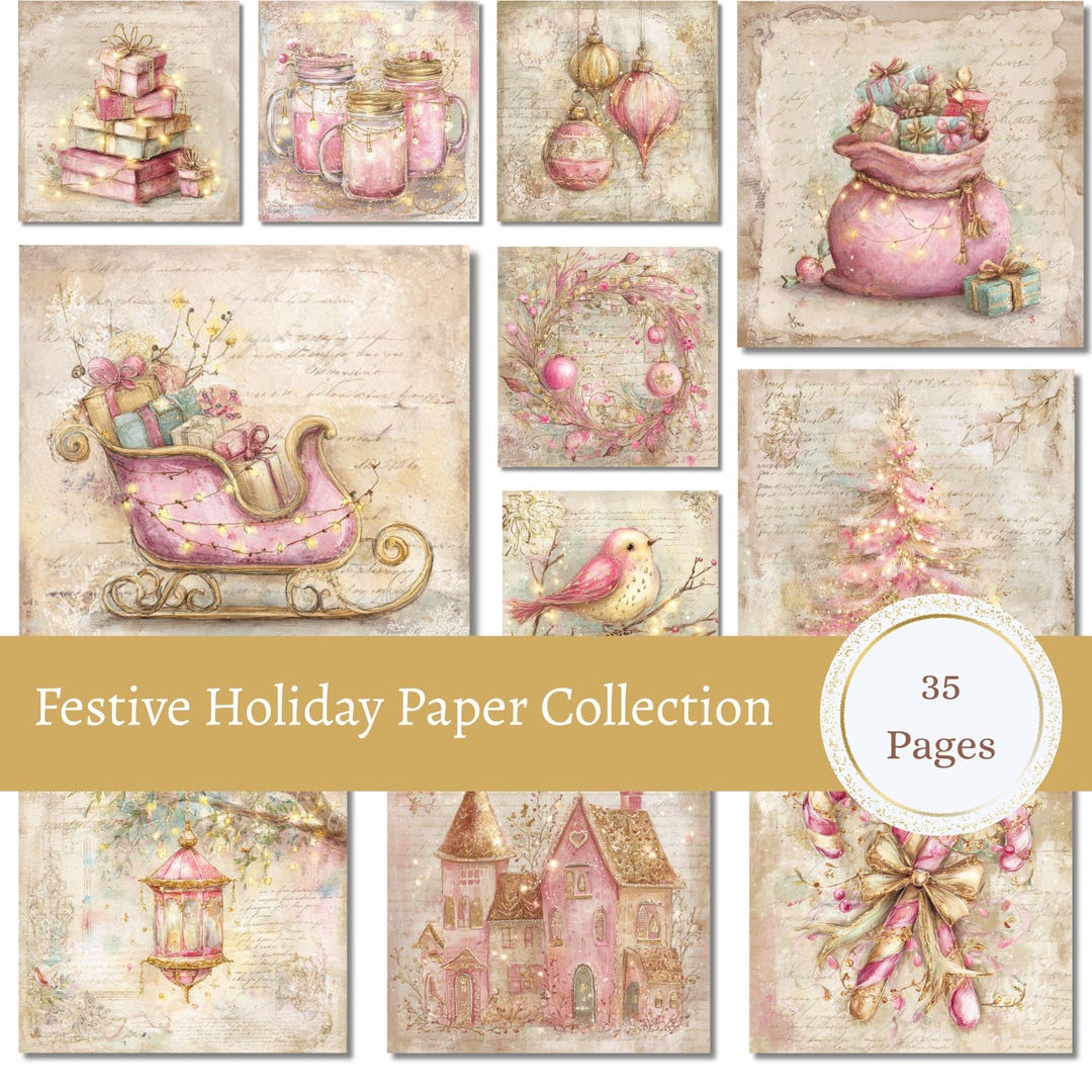 Christmas Scrapbook Paper Pack: 35 Festive Holiday Digital Backgrounds ...