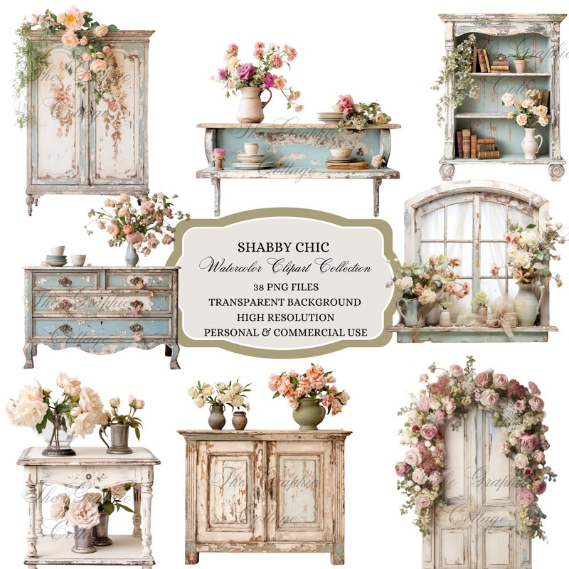 Shabby Chic Clipart - Etsy