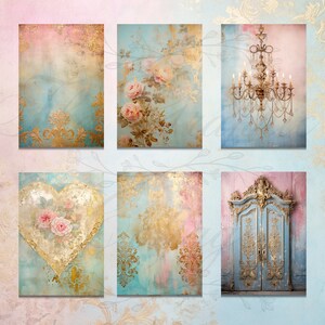 Pink and Blue Scrapbook Papers, Floral Scrapbook Papers, Shabby Chic ...