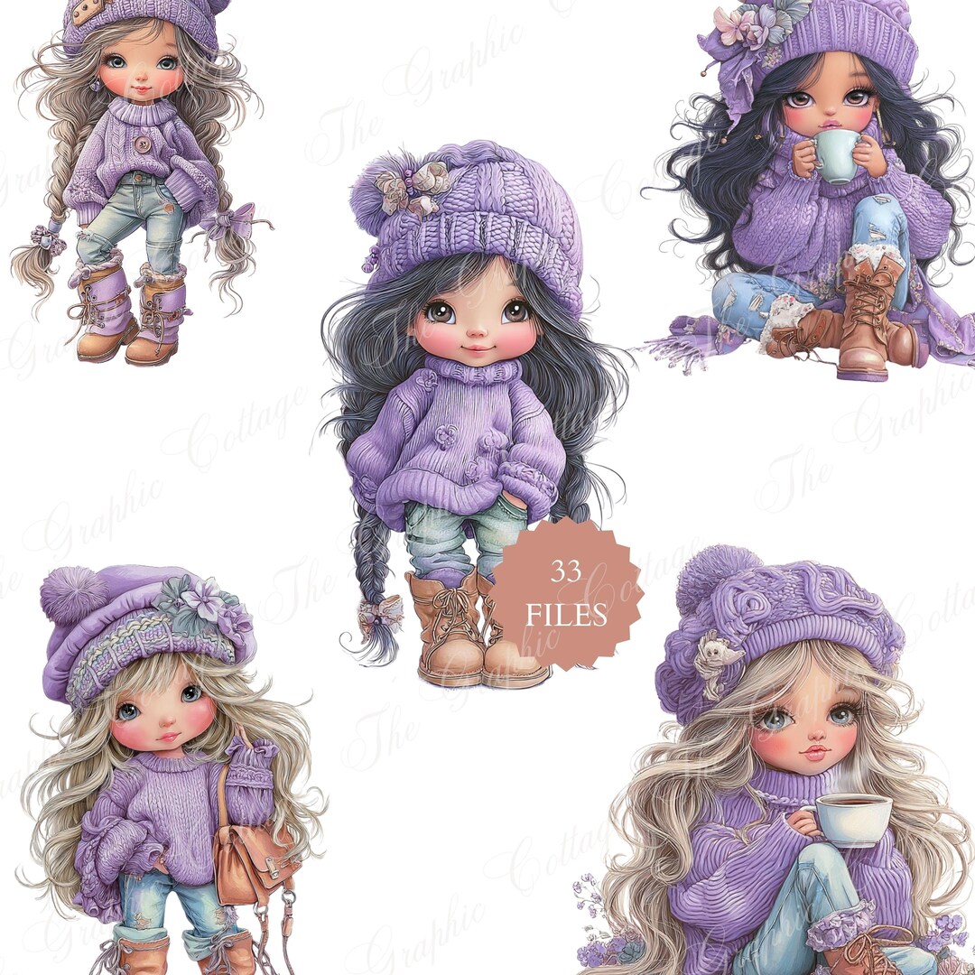 Watercolor Winter Girl Clipart | Knitted Outfit, Fashion Illustration ...