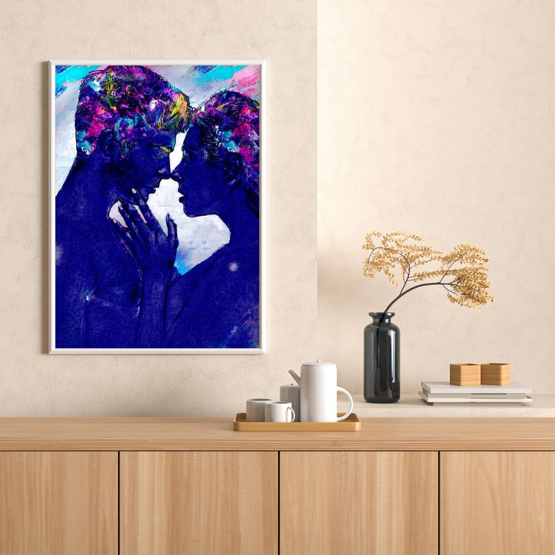 Romantic Couple Art, Romantic Wall Art, Loving Couple, Mature Bedroom Art, Printable Wall Art ...