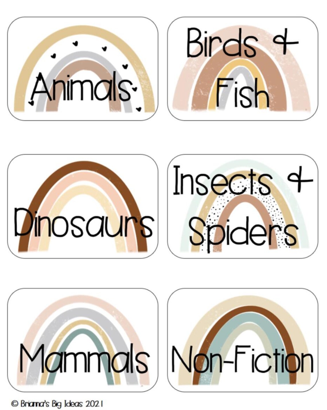 Boho Rainbow Editable Classroom Library Labels - Etsy