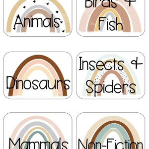 Boho Rainbow Editable Classroom Library Labels - Etsy
