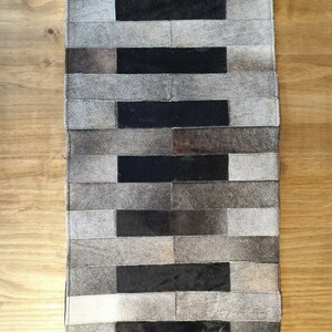 Cowhide Leather Patchwork Table Runner Handmade Natural Leather Table ...