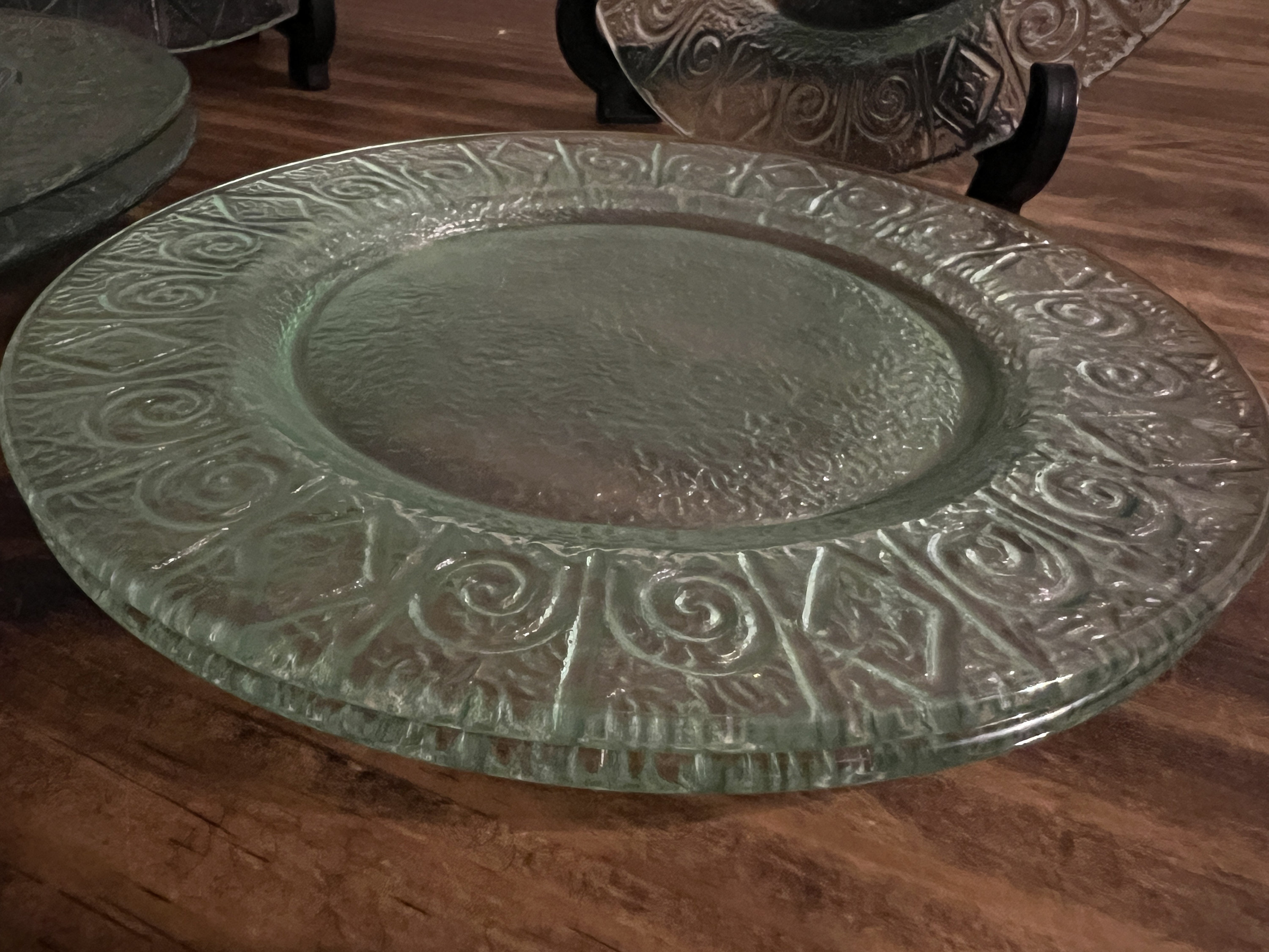 Set of 6 Indiana Vintage Pressed Glass Dinner Plates Light Green ...