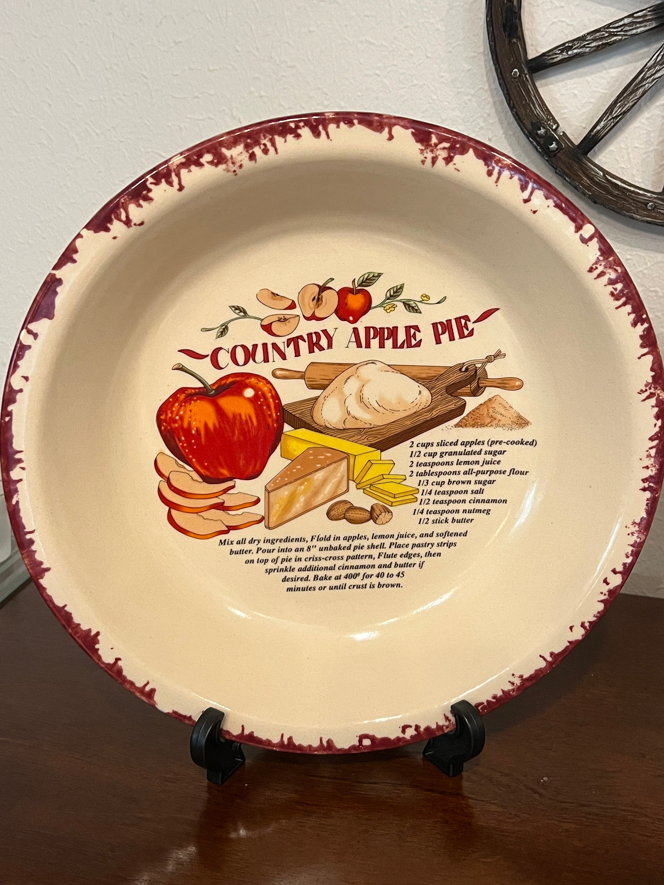 Vintage Ceramic Pie Plates/dish With Recipe Cherry Pie, Lemon Meringue ...