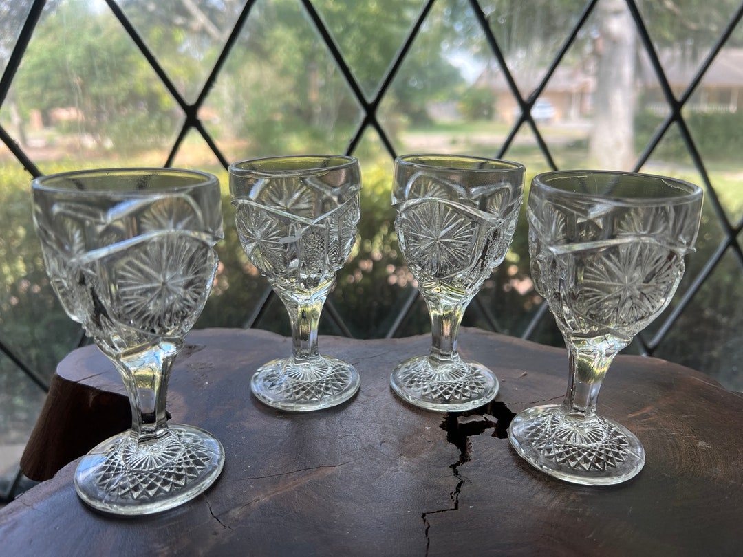 Antique Star & File Wine Goblet EAPG Imperial Glass 1904 #612 Panel ...