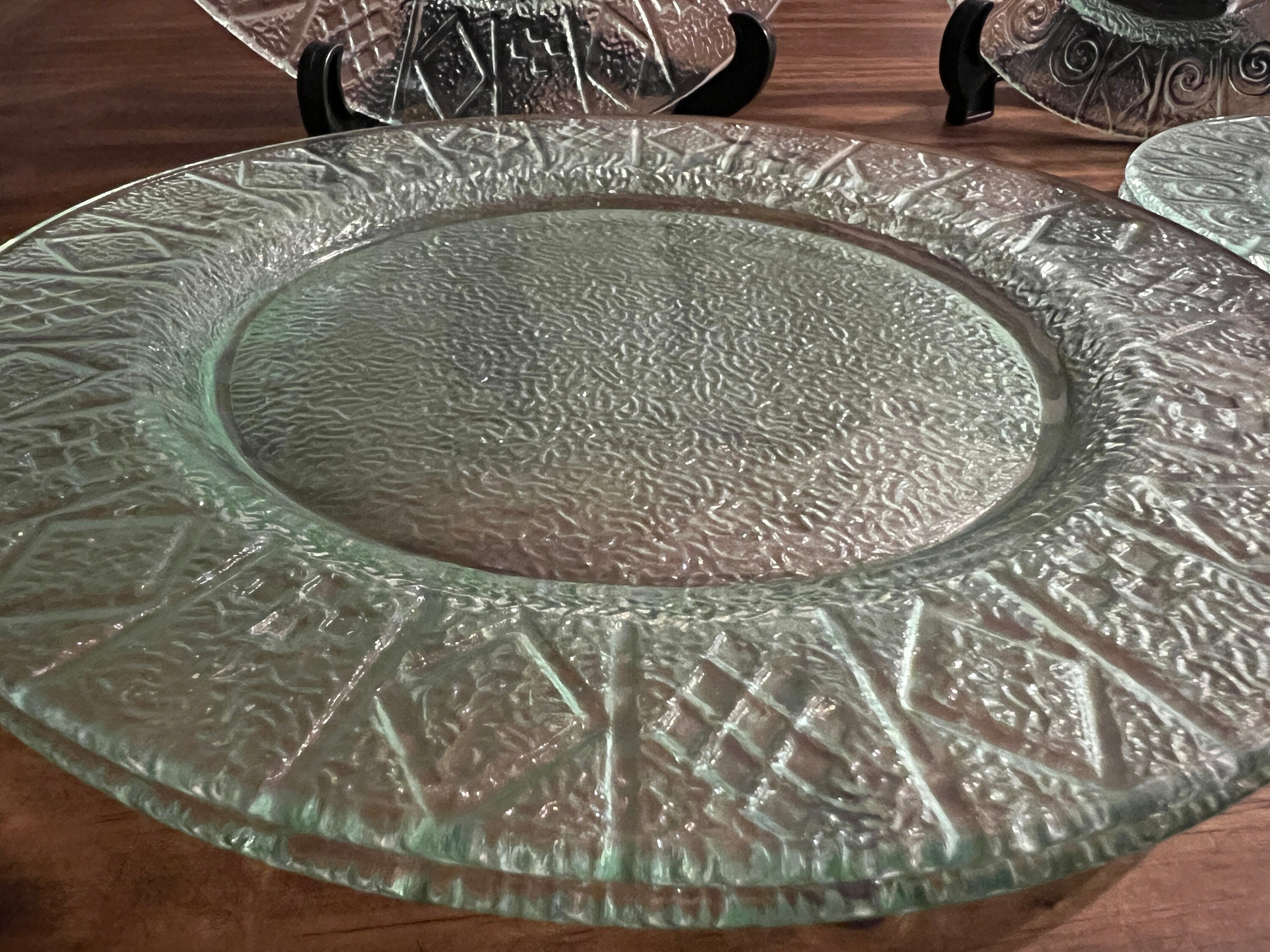 Set of 6 Indiana Vintage Pressed Glass Dinner Plates Light Green ...