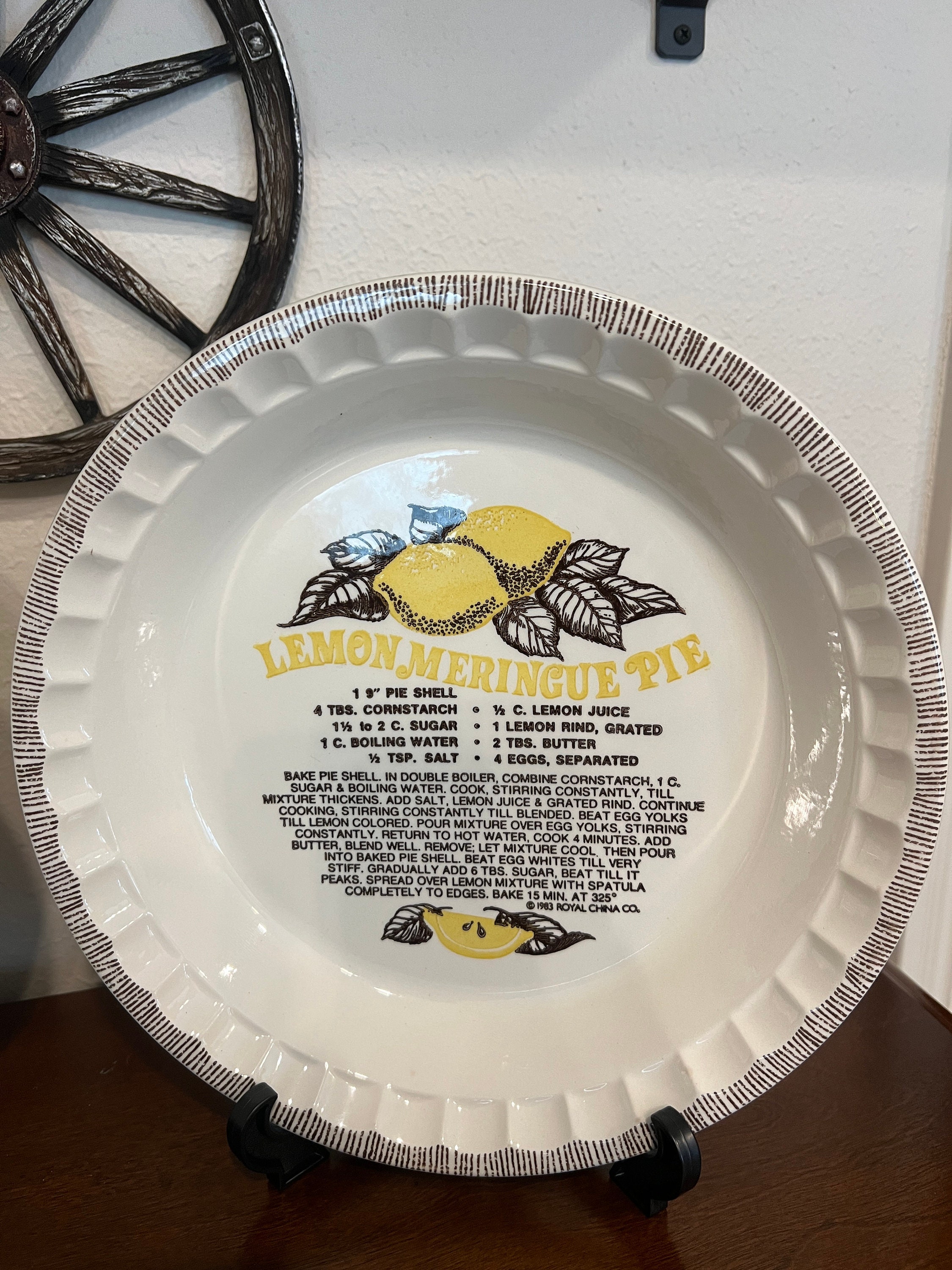 Vintage Ceramic Pie Plates/dish With Recipe Cherry Pie, Lemon Meringue ...