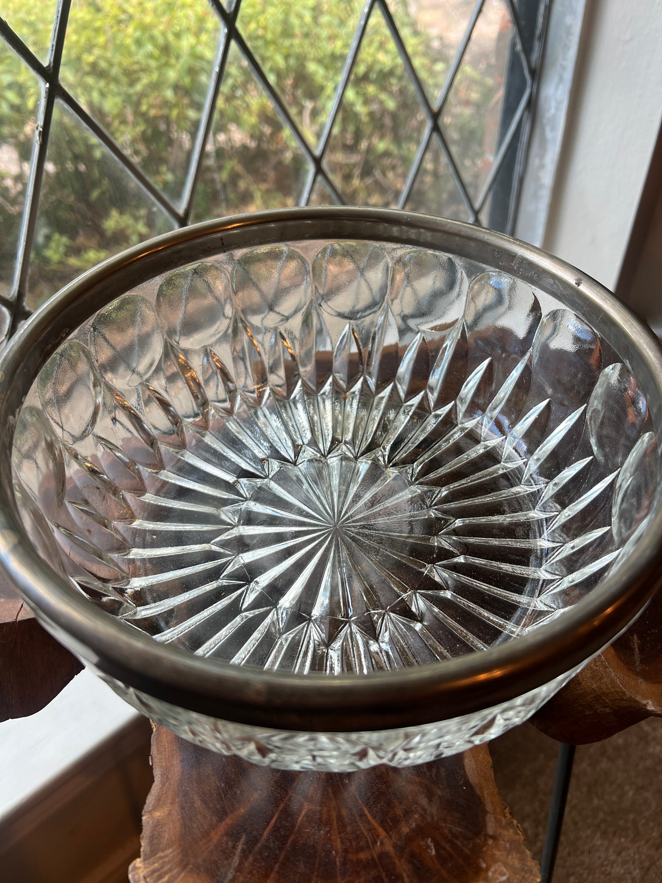 Vintage Leonard Italy Lead Crystal With Silver Plated Rim Serving Salad ...