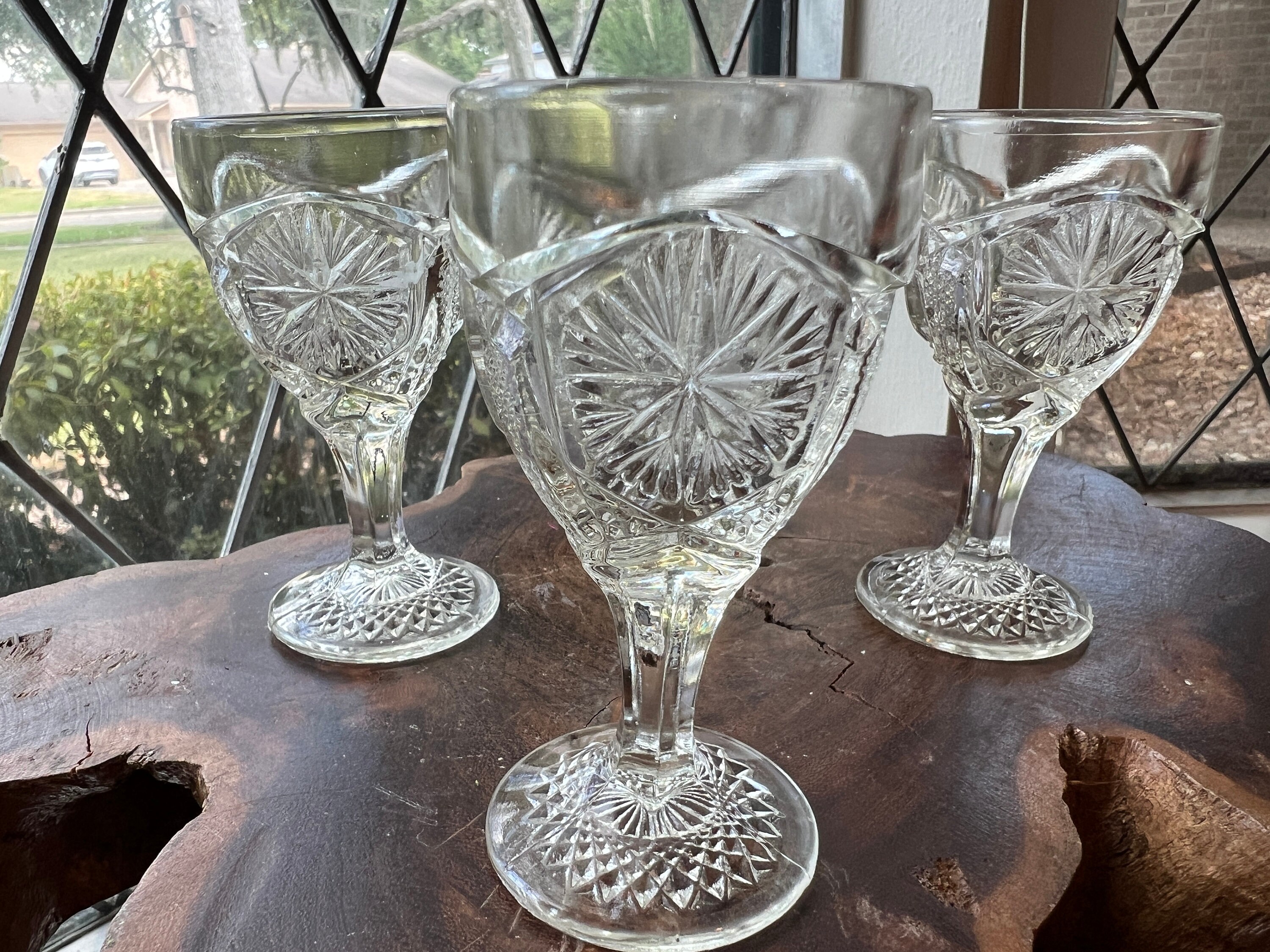 Antique Star & File Wine Goblet EAPG Imperial Glass 1904 612 Panel Star ...