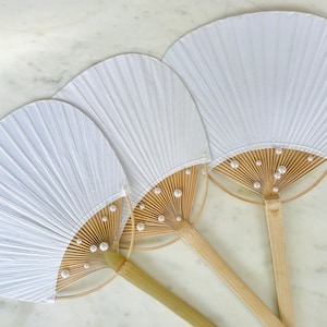Elegant Wooden Wedding Fans With Pearls – Gift for the Bride - Etsy
