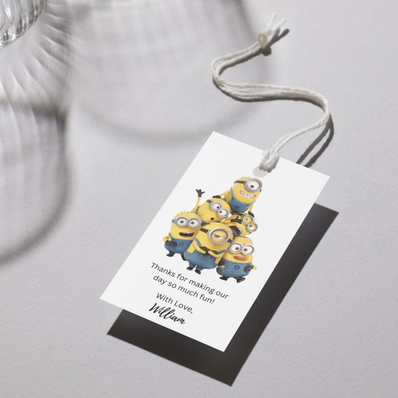 Minion Birthday Invitation Template & Gift Tag Bundle, Baptism or Any ...