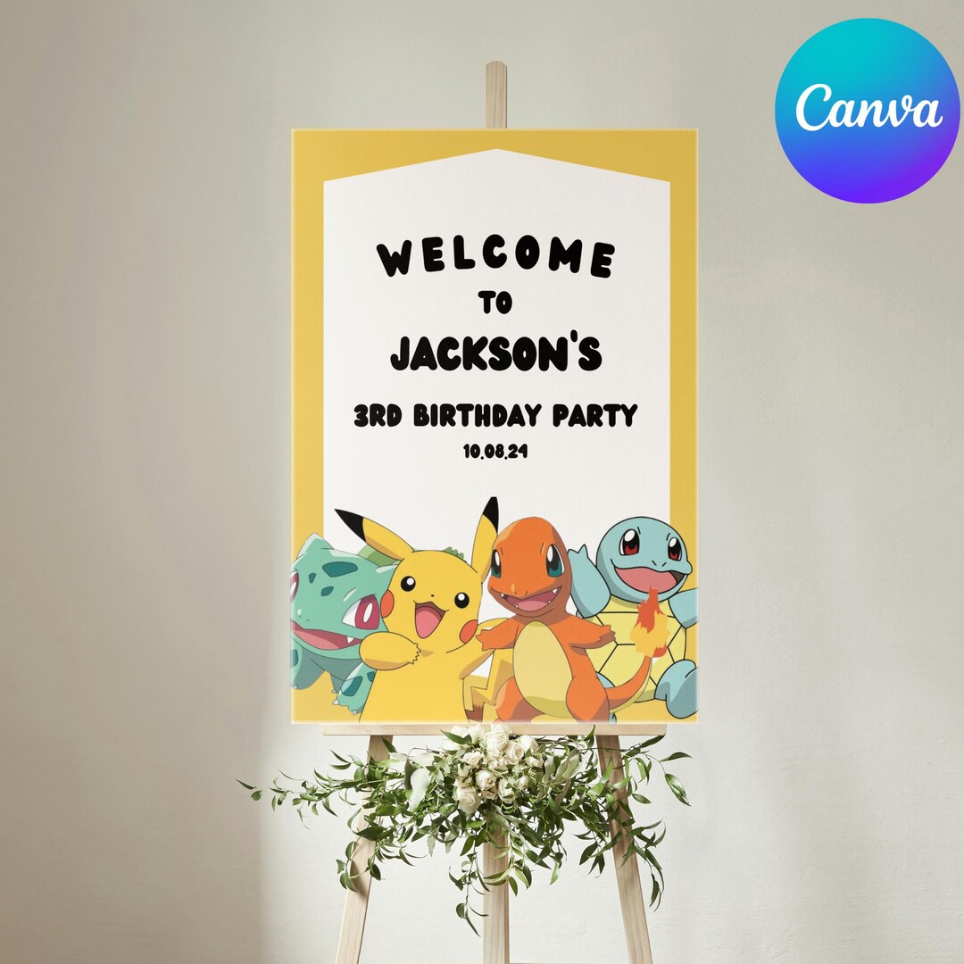 Editable Pokemon Welcome Sign Pikachu Welcome Sign Pikachu Birthday ...