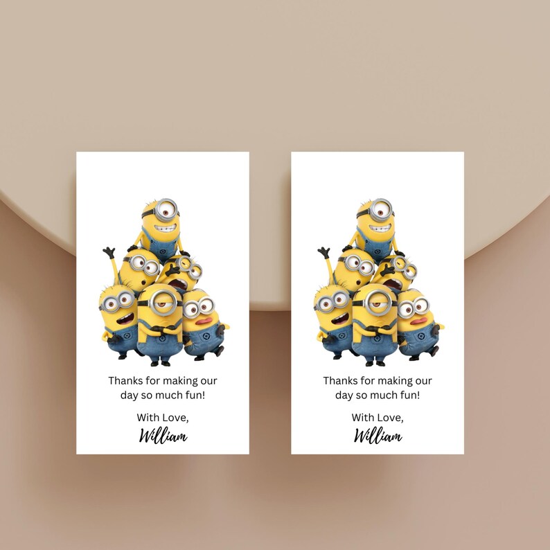 Minion Birthday Invitation Template & Gift Tag Bundle, Baptism or Any ...