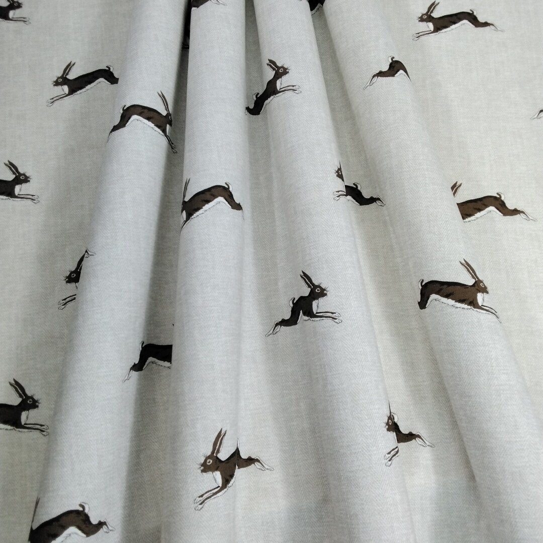 Hare Rabbit Cotton Fabric for Soft Furnishings Curtains Blinds by the ...