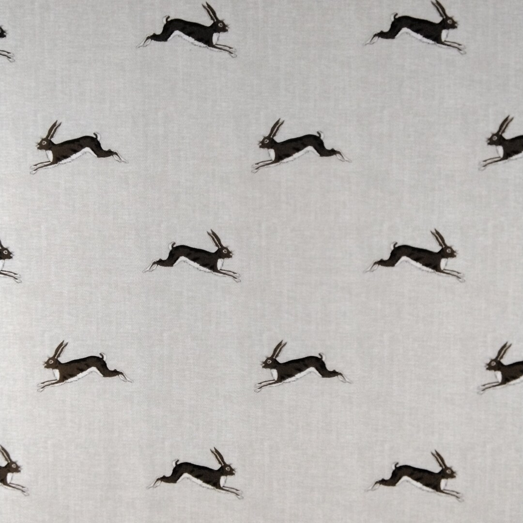 Hares Rabbits Cotton Fabric for Soft Furnishings Curtains Blinds by the ...