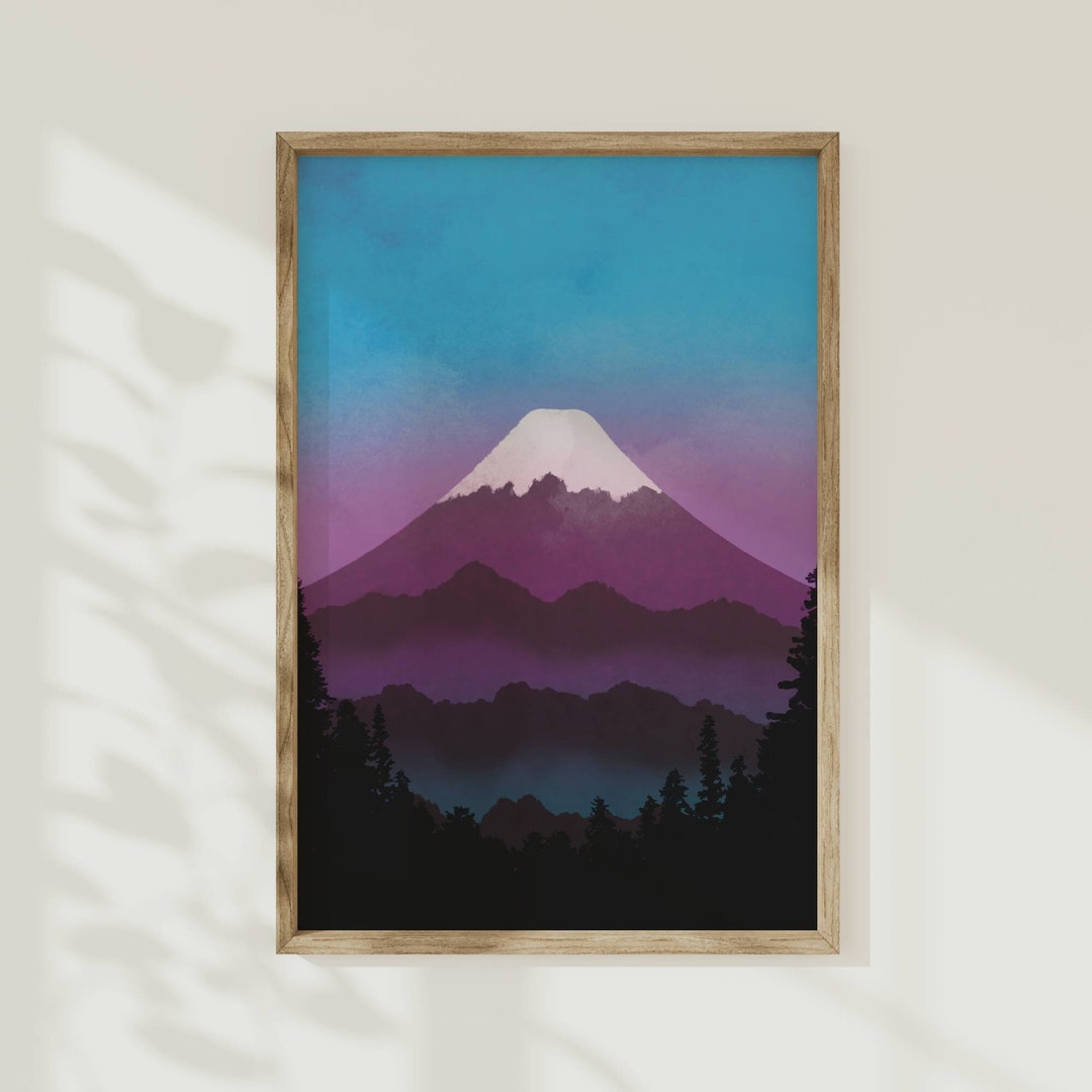 Mount Fuji Futuristic Poster Japanese Modern Art Mount Fuji Design ...