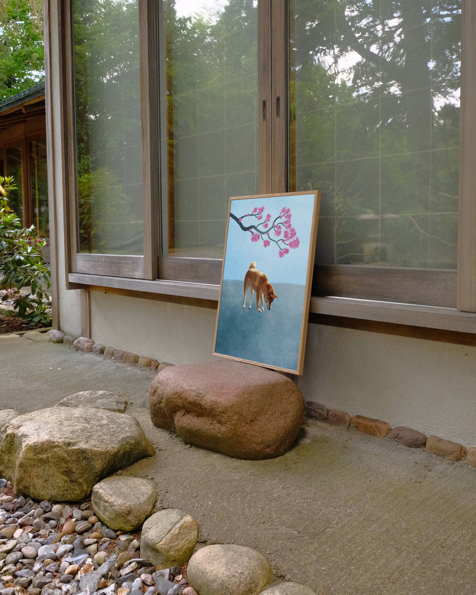 Shiba Inu Sakura Poster Art Japanese Cuteness Wallart Kawaii Shiba Dog ...