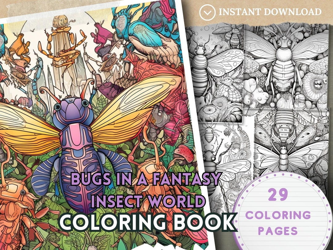 Enchanting Fantasy Insect World Coloring Book Adults Coloring Pages ...