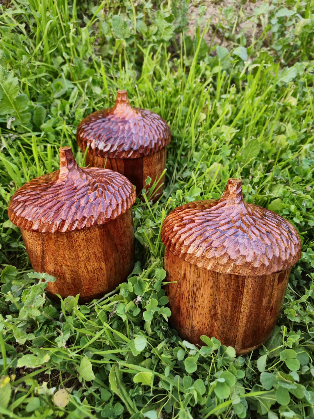 Large Hand Carved Wooden Acorn - Etsy