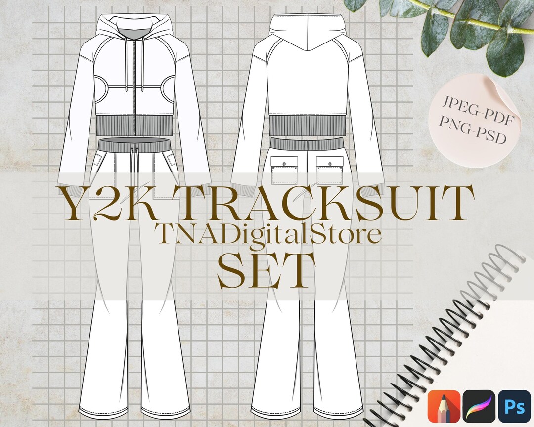 Y2K Tracksuit Sewing Pattern – Digital Hoodie & Pants Set for Women ...
