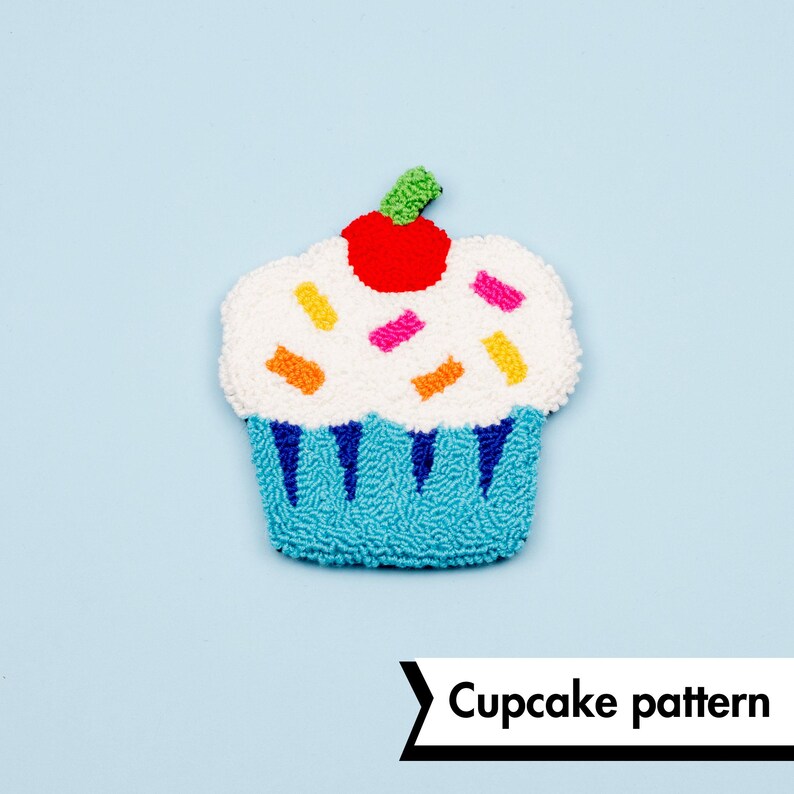 Cupcake Punch Needle Mug Rug Pattern, Mug Rug Template, Coaster Pattern ...