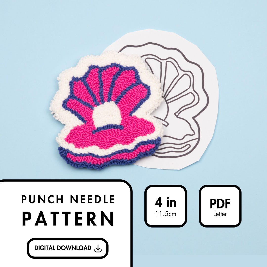 Seashell Coaster Punch Needle Template, Mug Rug Template, Punch Needle ...